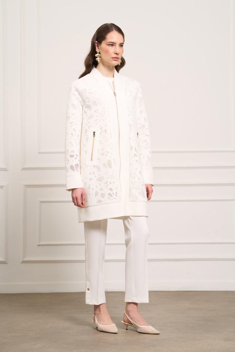 Mascara Önü Fermuarlı Bomber Beyaz Modelleri En Uygun Fiyatlarla